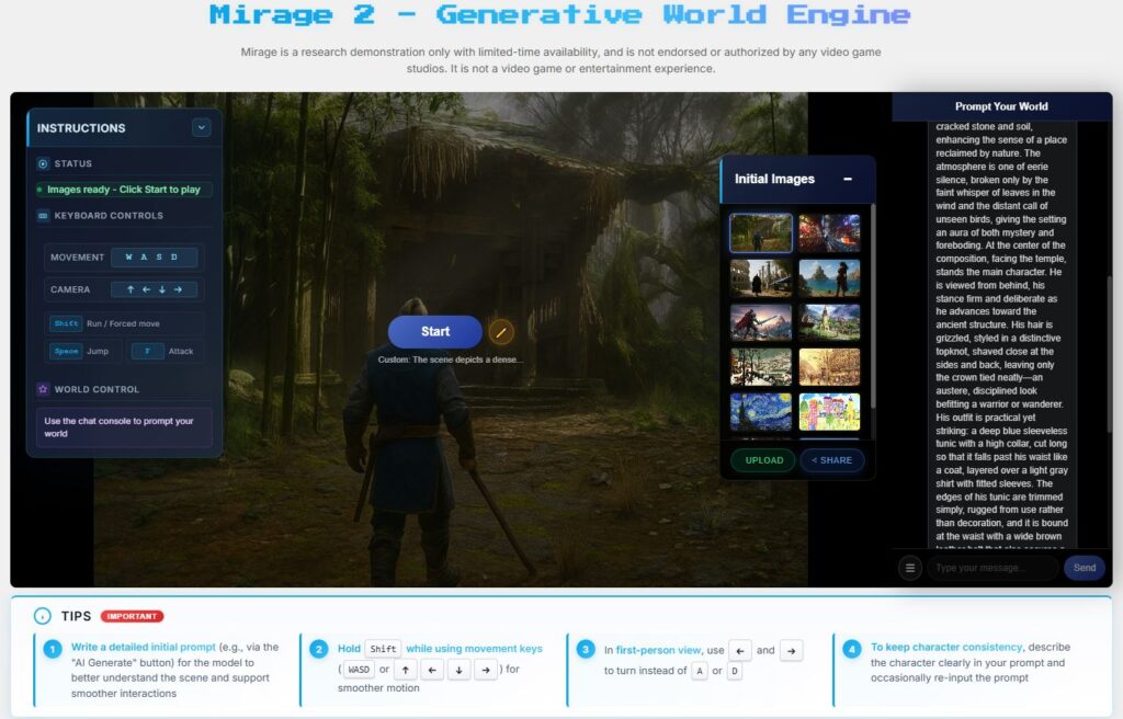 Mirage 2 by Dynamic Labs. Competition for Genie 3? – AI News – #4 August 2025 | SEO / SEM Agency ...